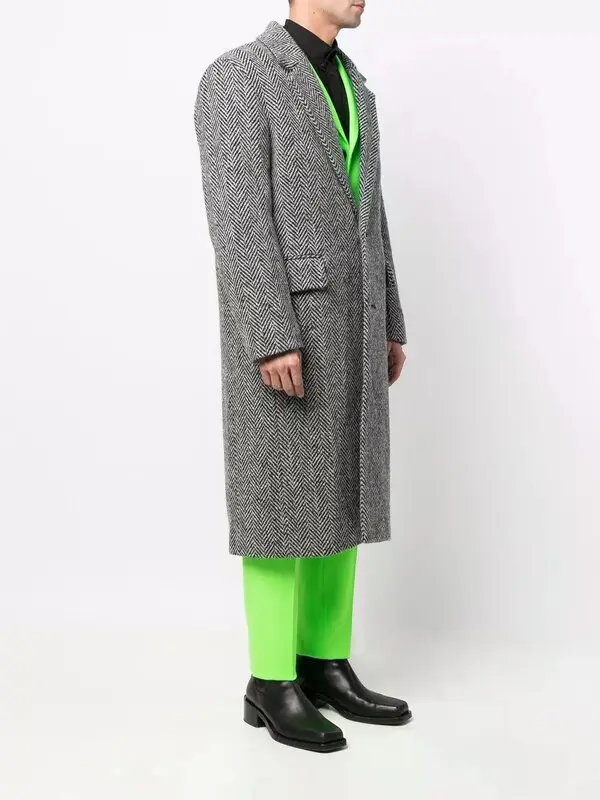 AMI Paris Chevron-pattern Single-breasted Coat