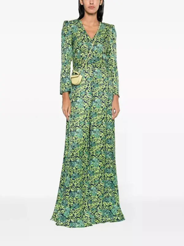 Saloni Margot V-neck Silk Long Dress