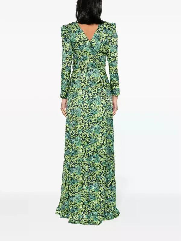 Saloni Margot V-neck Silk Long Dress