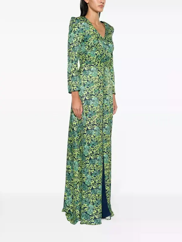 Saloni Margot V-neck Silk Long Dress