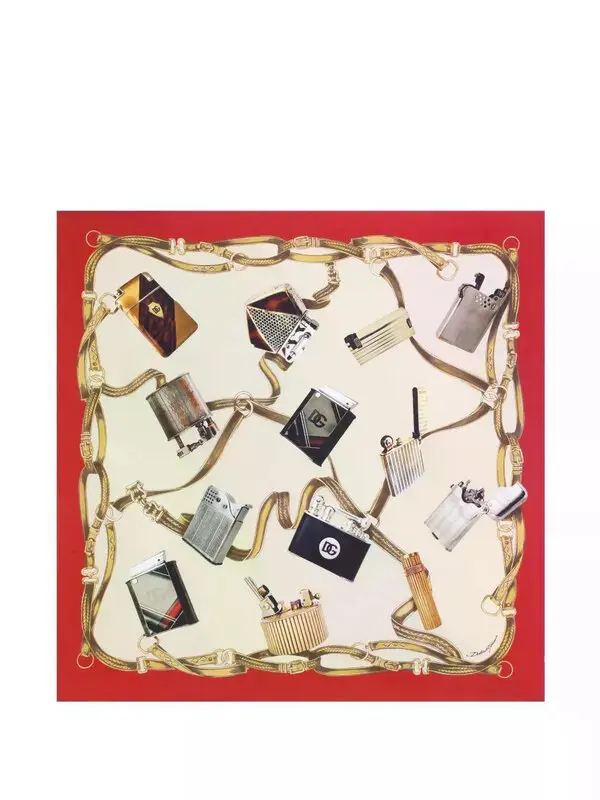 Dolce & Gabbana Logo Graphic-print Silk Scarf - Neutrals