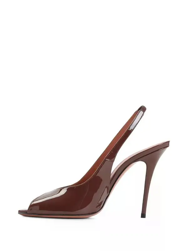 Amina Muaddi Leather Slingback Stiletto Sandals