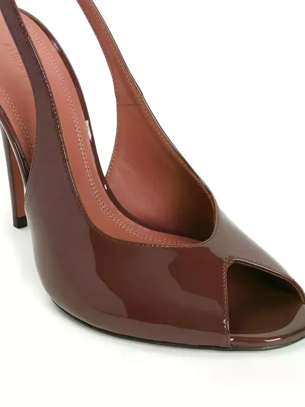 Amina Muaddi Leather Slingback Stiletto Sandals