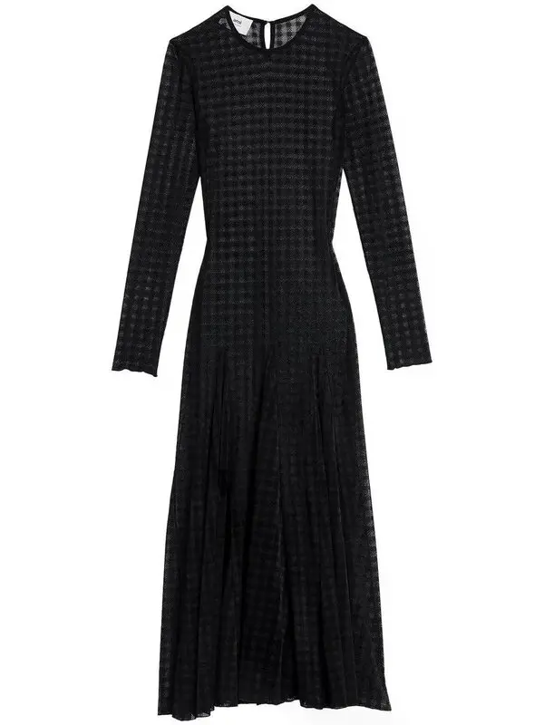 AMI Paris Checked Semi-sheer Midi Dress