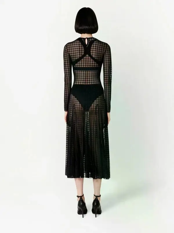 AMI Paris Checked Semi-sheer Midi Dress