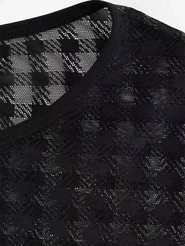 AMI Paris Checked Semi-sheer Midi Dress