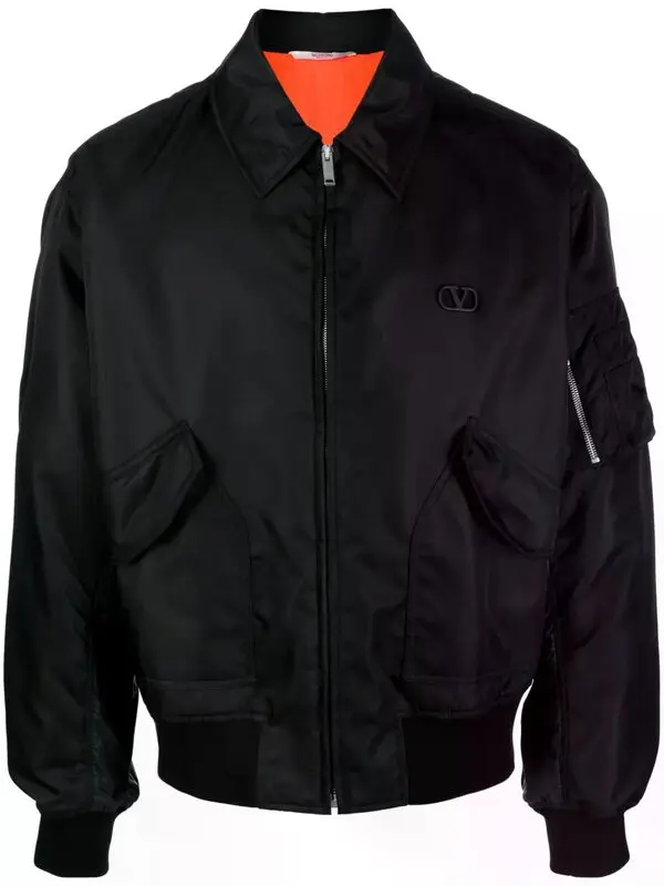 Valentino Garavani Vlogo Signature-appliqué Bomber Jacket