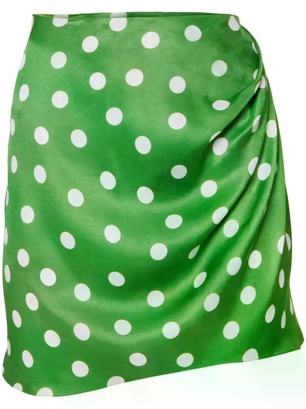 Carolina Herrera Polka-dot Print Ruched Skirt