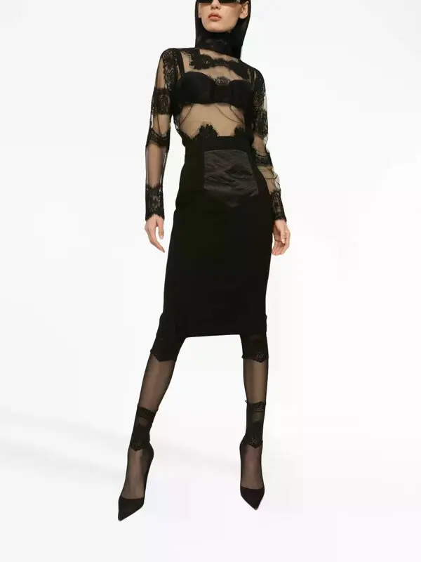 Dolce & Gabbana Lace-panelled High-neck Top