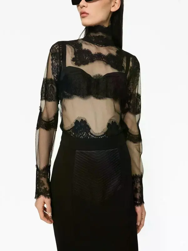 Dolce & Gabbana Lace-panelled High-neck Top