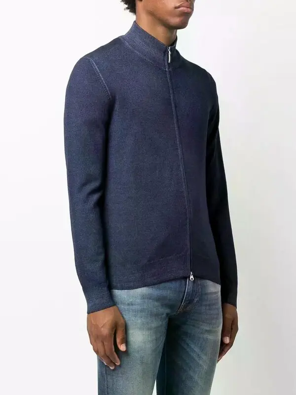 BARBA NAPOLI Zipped-up Virgin Wool Cardigan