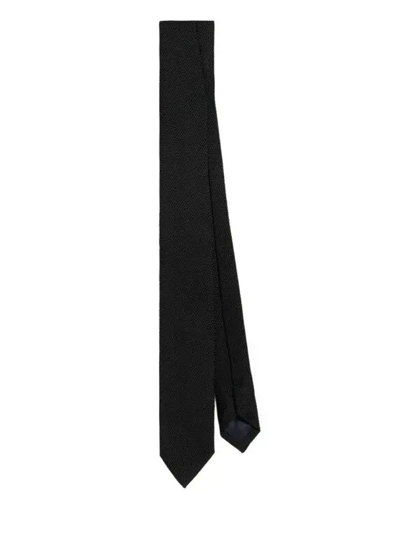 AMI Paris Grenadine Silk Tie - Black