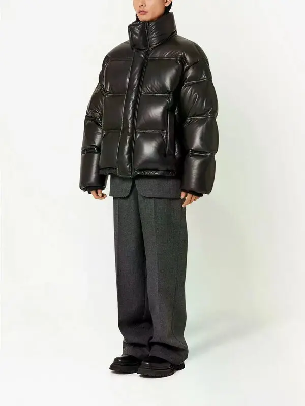 AMI Paris Leather Down Jacket