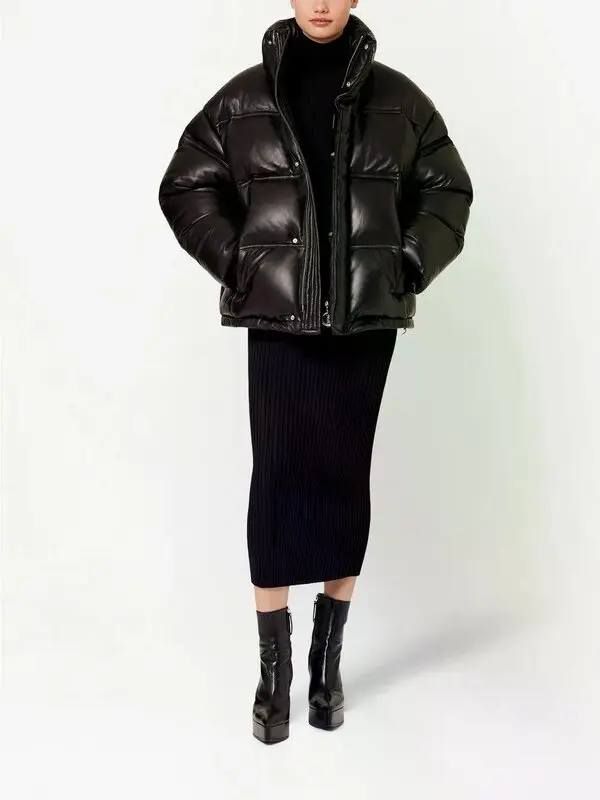 AMI Paris Leather Down Jacket