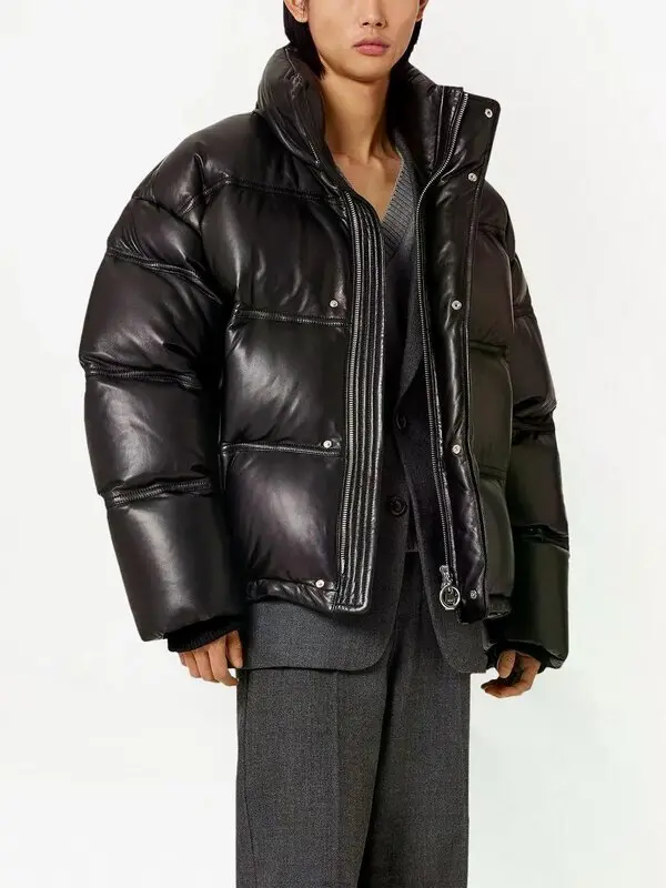 AMI Paris Leather Down Jacket