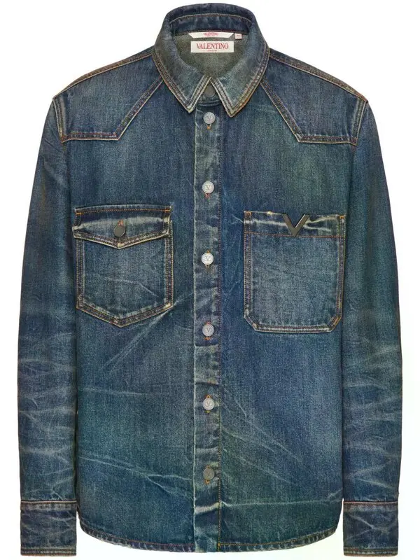 Valentino Garavani V-detail Denim Shirt
