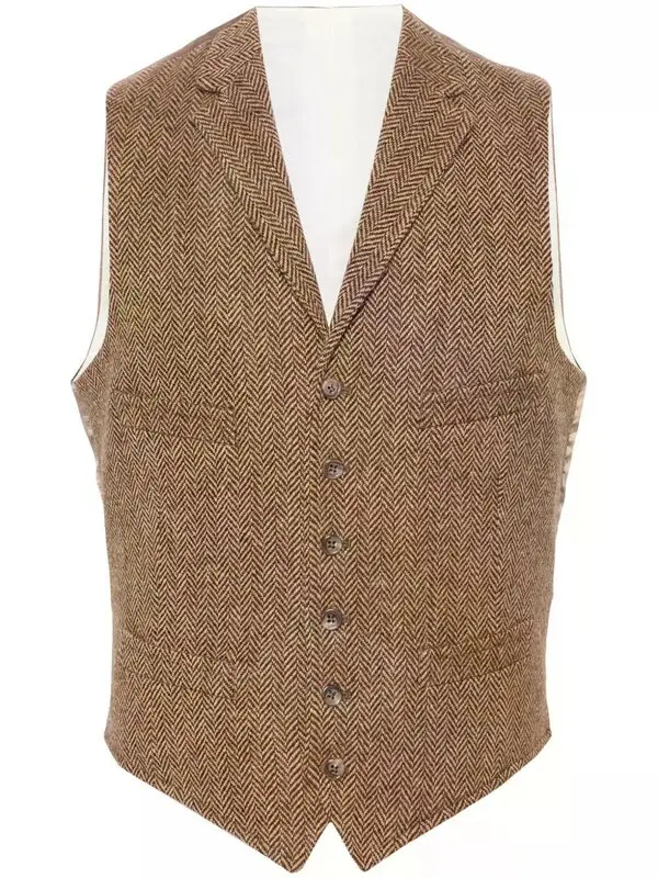 Polo Ralph Lauren Herringbone Wool Waistcoat - Brown