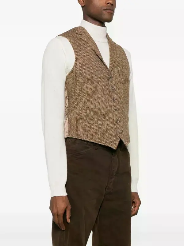 Polo Ralph Lauren Herringbone Wool Waistcoat - Brown
