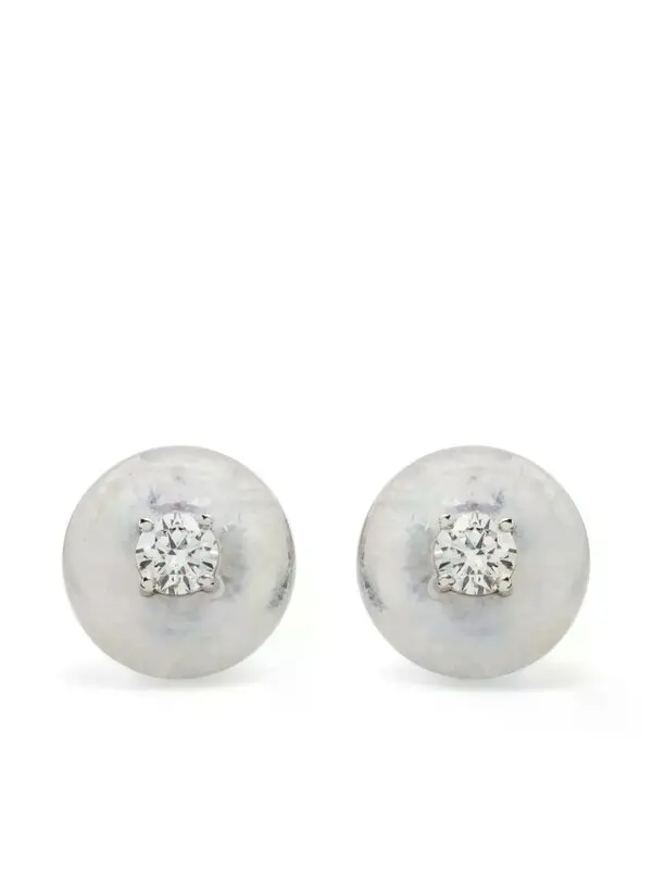 Fernando Jorge 18kt White Gold Orbit Moonstone Diamond Earrings - Silver
