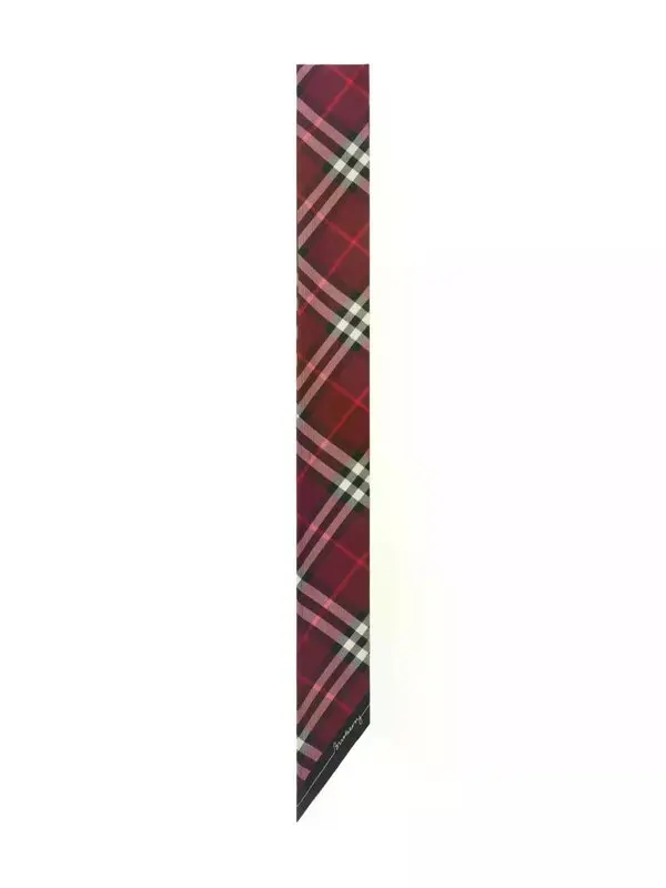 Burberry Checked Silk Scarf - Red