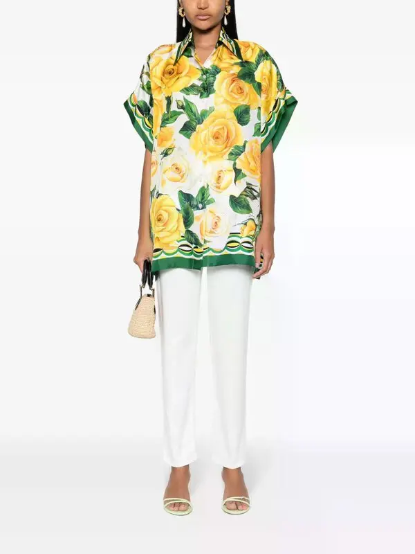 Dolce & Gabbana Rose-print Silk Shirt