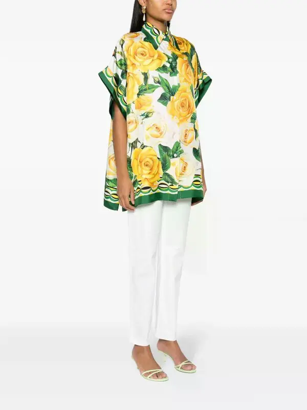 Dolce & Gabbana Rose-print Silk Shirt