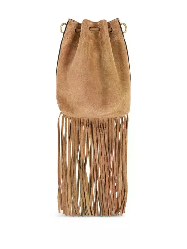 JIMMY CHOO Mini Bon Bon Fringe Bucket Bag - Neutrals