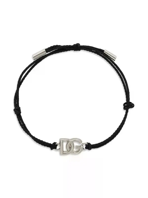 Dolce & Gabbana Dg Logo Charm Cord Bracelet - Silver