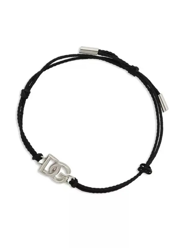 Dolce & Gabbana Dg Logo Charm Cord Bracelet - Silver