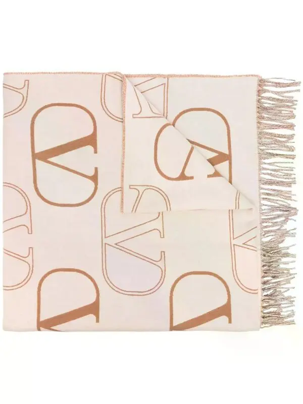Valentino Garavani Vlogo Signature Jacquard-knit Scarf - Neutrals