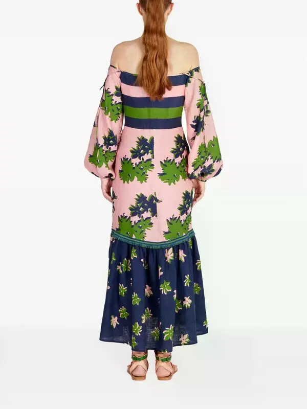 Silvia Tcherassi Oristano Off-shoulder Linen Dress
