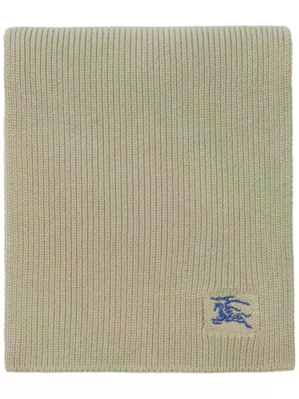 Burberry Ekd-embroidered Cashmere Scarf - Green
