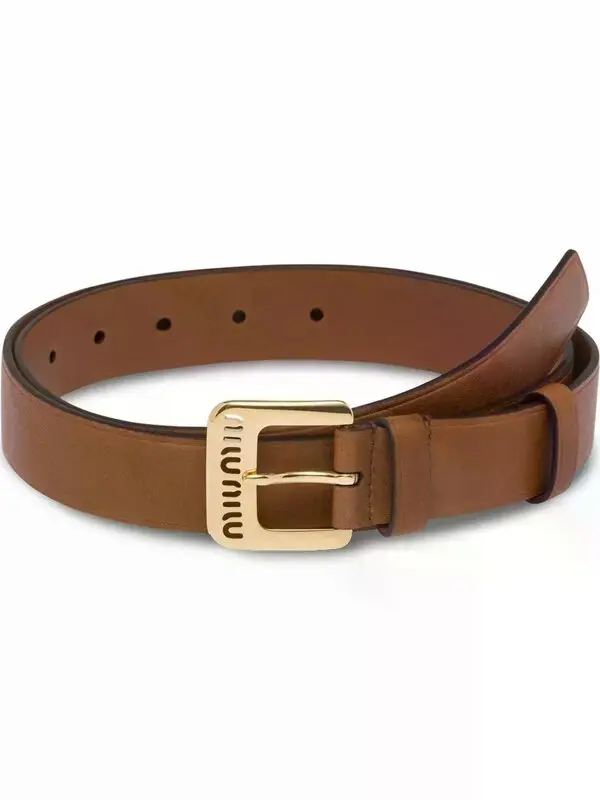 Miu Miu Cut-out Logo Leather Belt - Brown