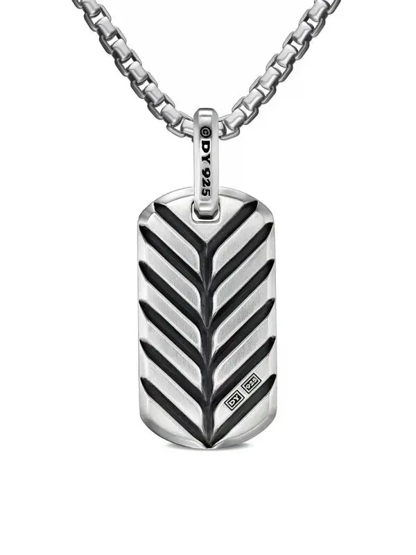 David Yurman Sterling Chevron Malachite Tag