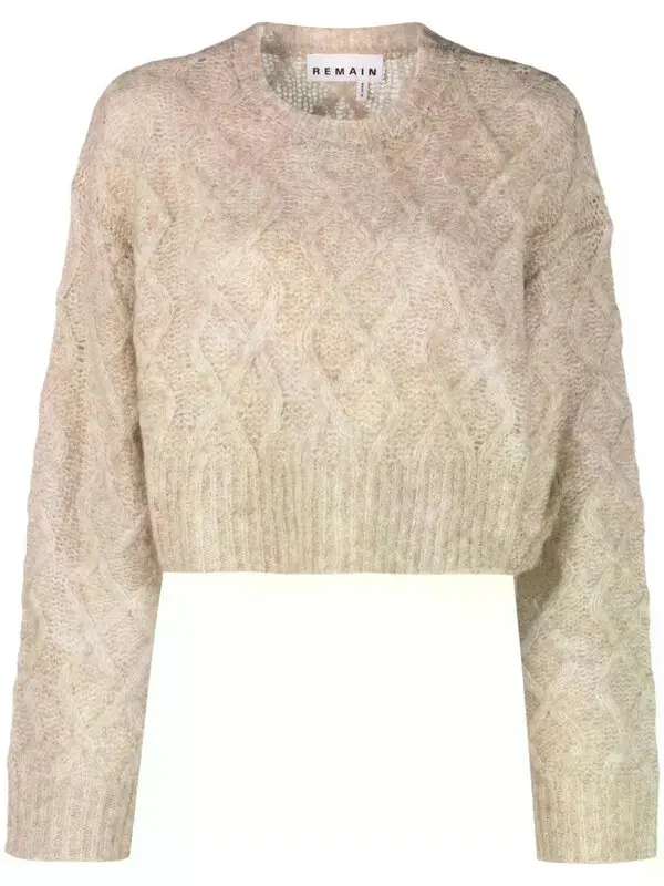 Remain Birger Christensen Cable-knit Cropped Wool Blend Jumper - Neutrals