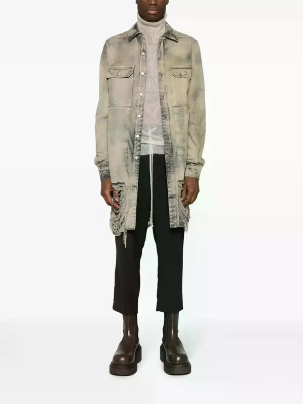 Rick Owens Frayed Distressed-effect Denim Jacket