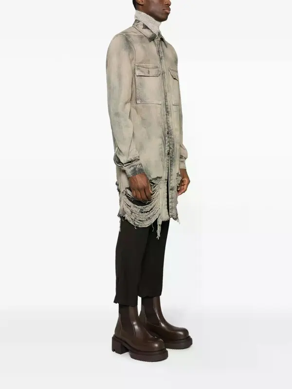 Rick Owens Frayed Distressed-effect Denim Jacket