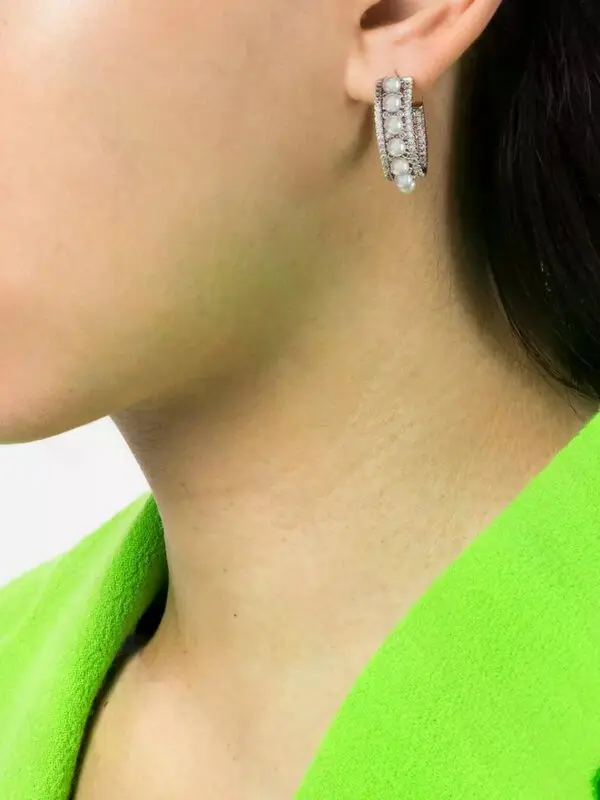 HZMER JEWELLERY Pearl-embellished Hoop Earrings