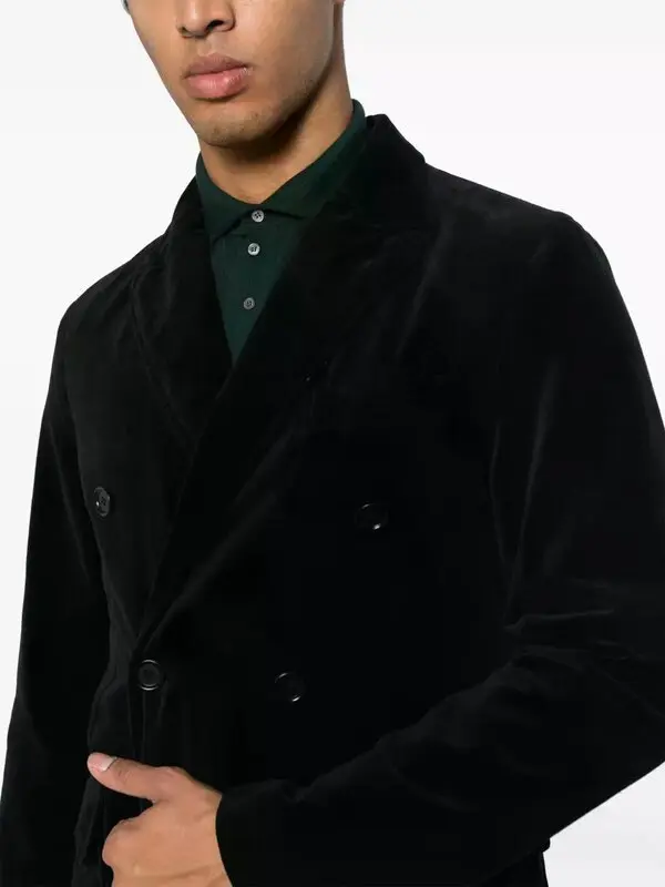 Aspesi Notched-lapels Velvet-finish Double-breasted Blazer