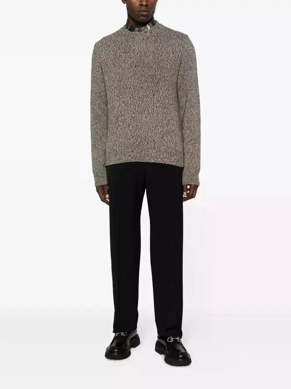 Corneliani Mélange-knit Crew-neck Jumper - Brown