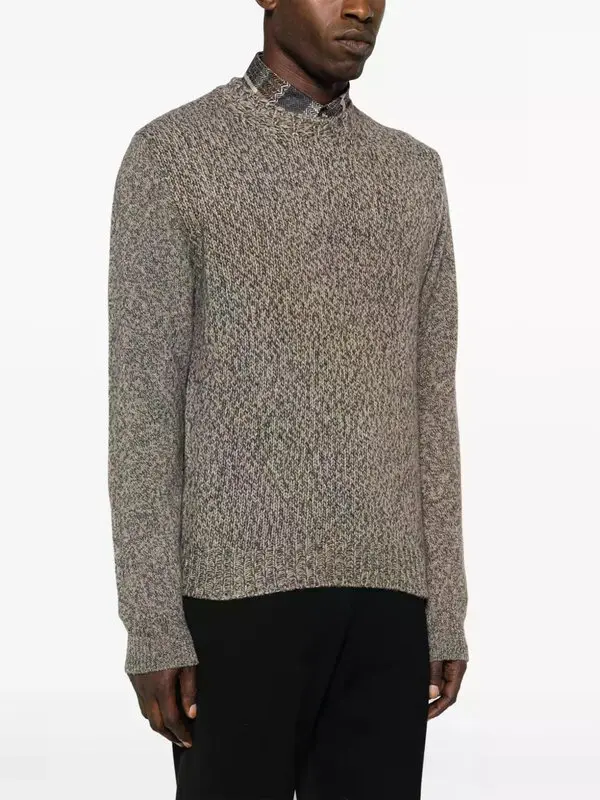 Corneliani Mélange-knit Crew-neck Jumper - Brown