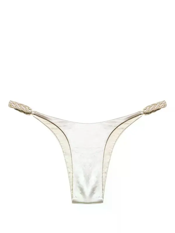 ISA BOULDER Braided-straps Reversible Bikini Bottoms - Silver