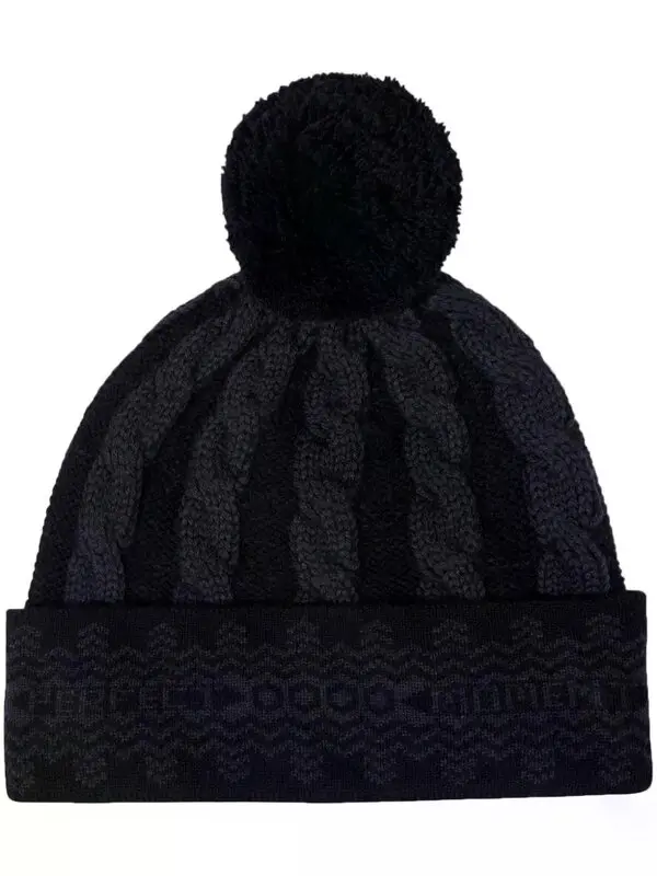 Perfect Moment Cable Knit Bobble Beanie - Black