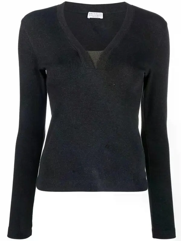 Brunello Cucinelli V-neck Long-sleeved Top