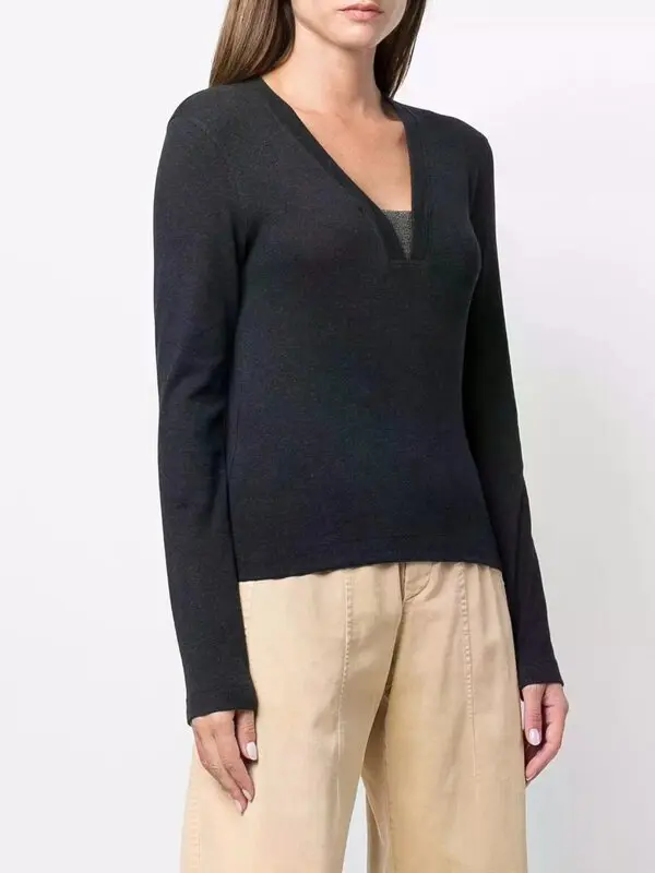 Brunello Cucinelli V-neck Long-sleeved Top