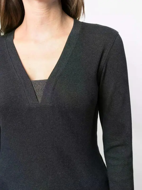 Brunello Cucinelli V-neck Long-sleeved Top