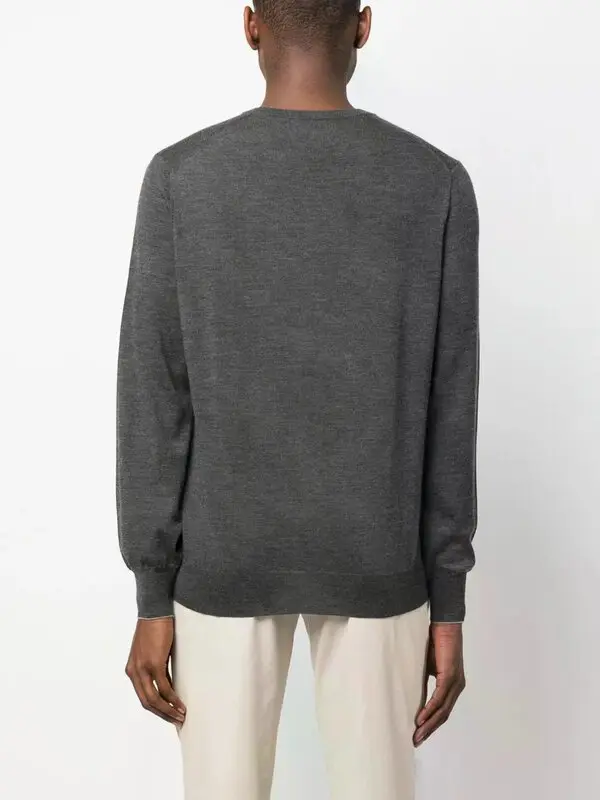 Brunello Cucinelli V-neck Fine-knit Jumper - Grey