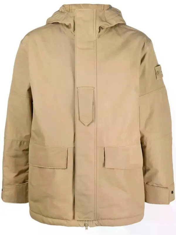 Stone Island Garment-dyed Cotton Hooded Jacket - Neutrals