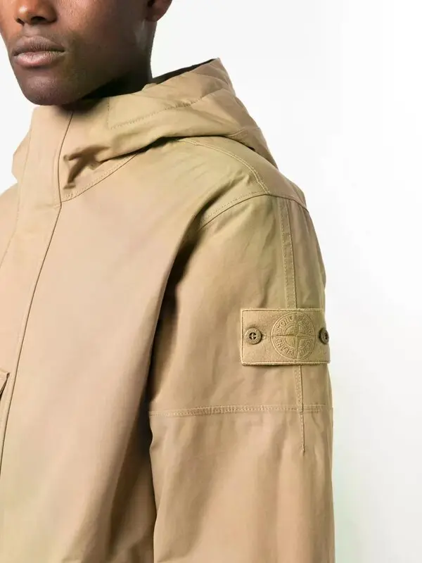 Stone Island Garment-dyed Cotton Hooded Jacket - Neutrals