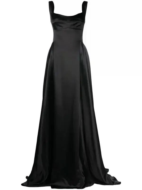ATU BODY COUTURE V-back Satin Gown - Black